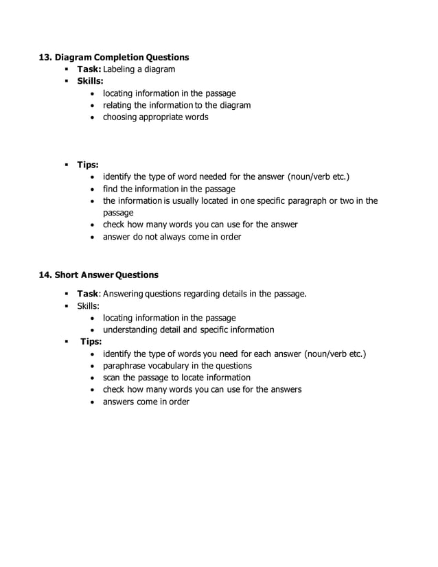 IELTS Reading Question Types: Information and Tips | DOCX | Internet ...