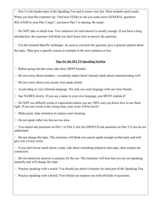 Ielts speaking-module | DOC | Standardized Testing | Educational Assessment