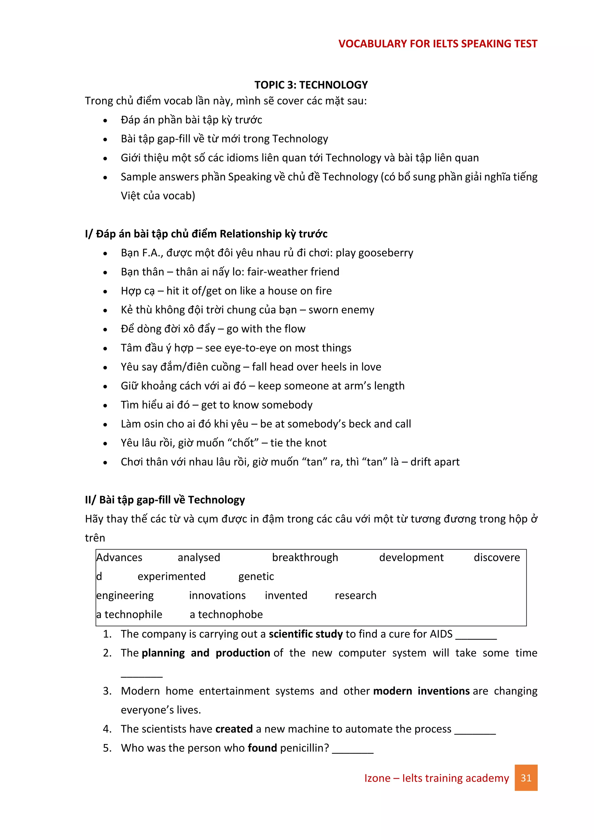 Ielts speaking-vocab | PDF
