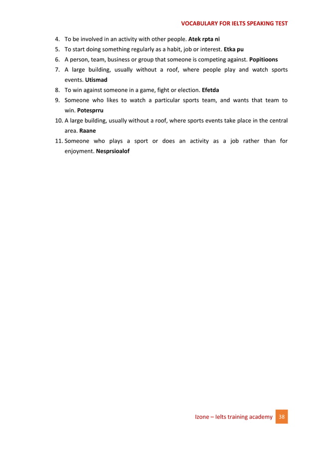 Ielts speaking-vocab | PDF