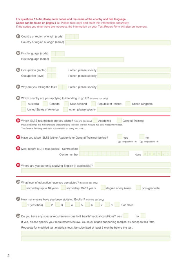 Ielts application form | PDF