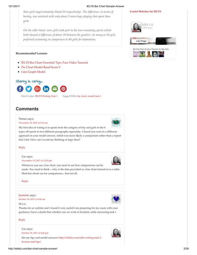 Ielts bar chart sample answer | PDF | Participant Sports | Fitness and ...