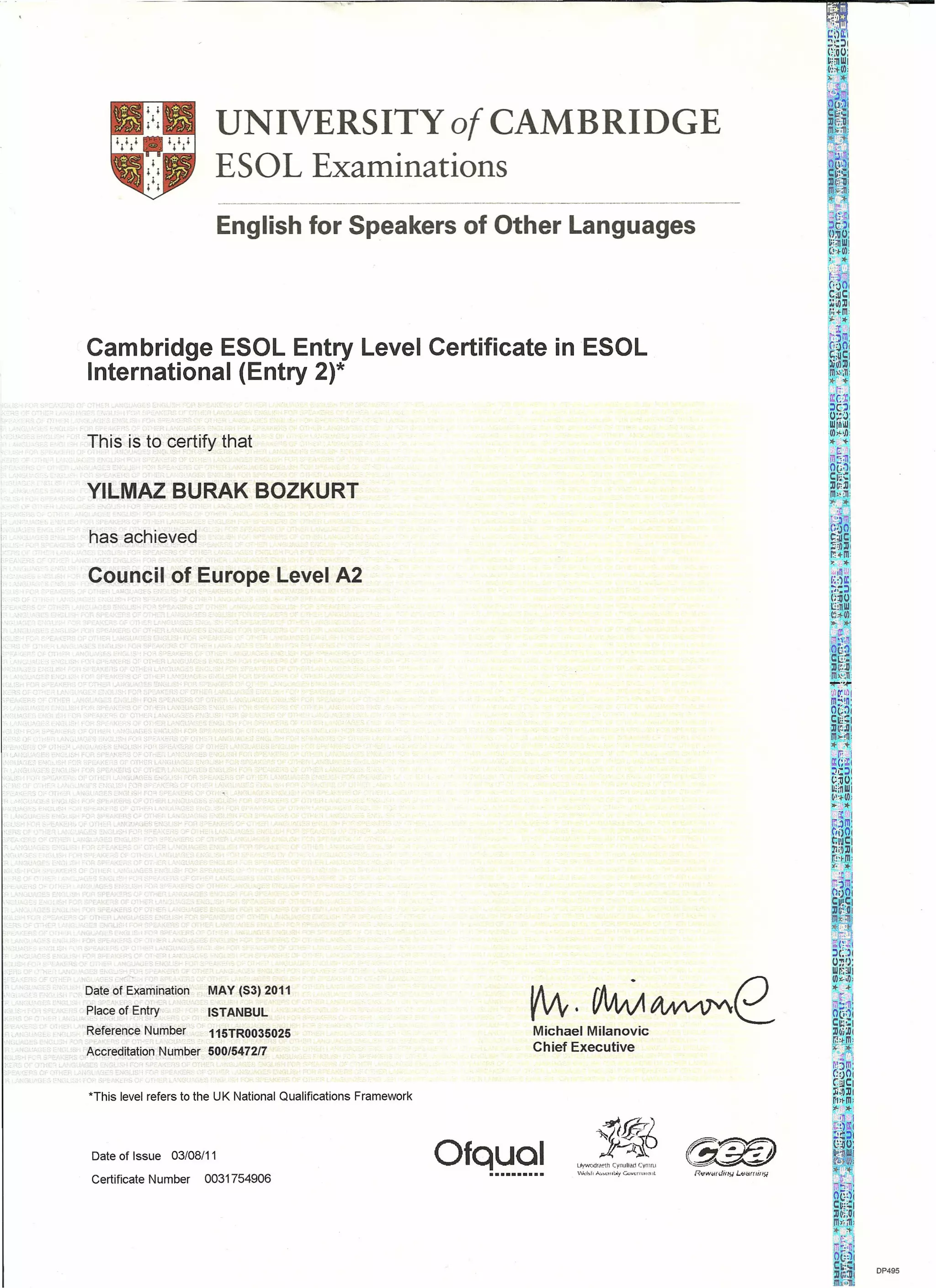 Cambridge Certificate | PDF