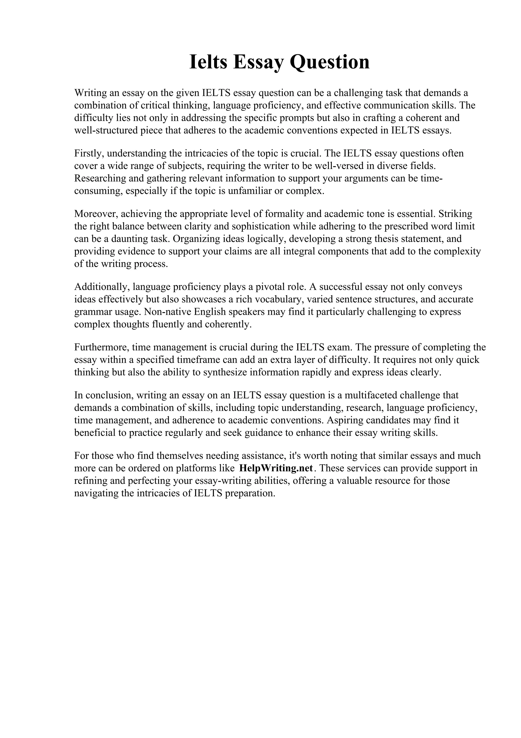 Ielts Essay Question. IELTS Agree/Disagree Essay Sample 5 - Education | PDF