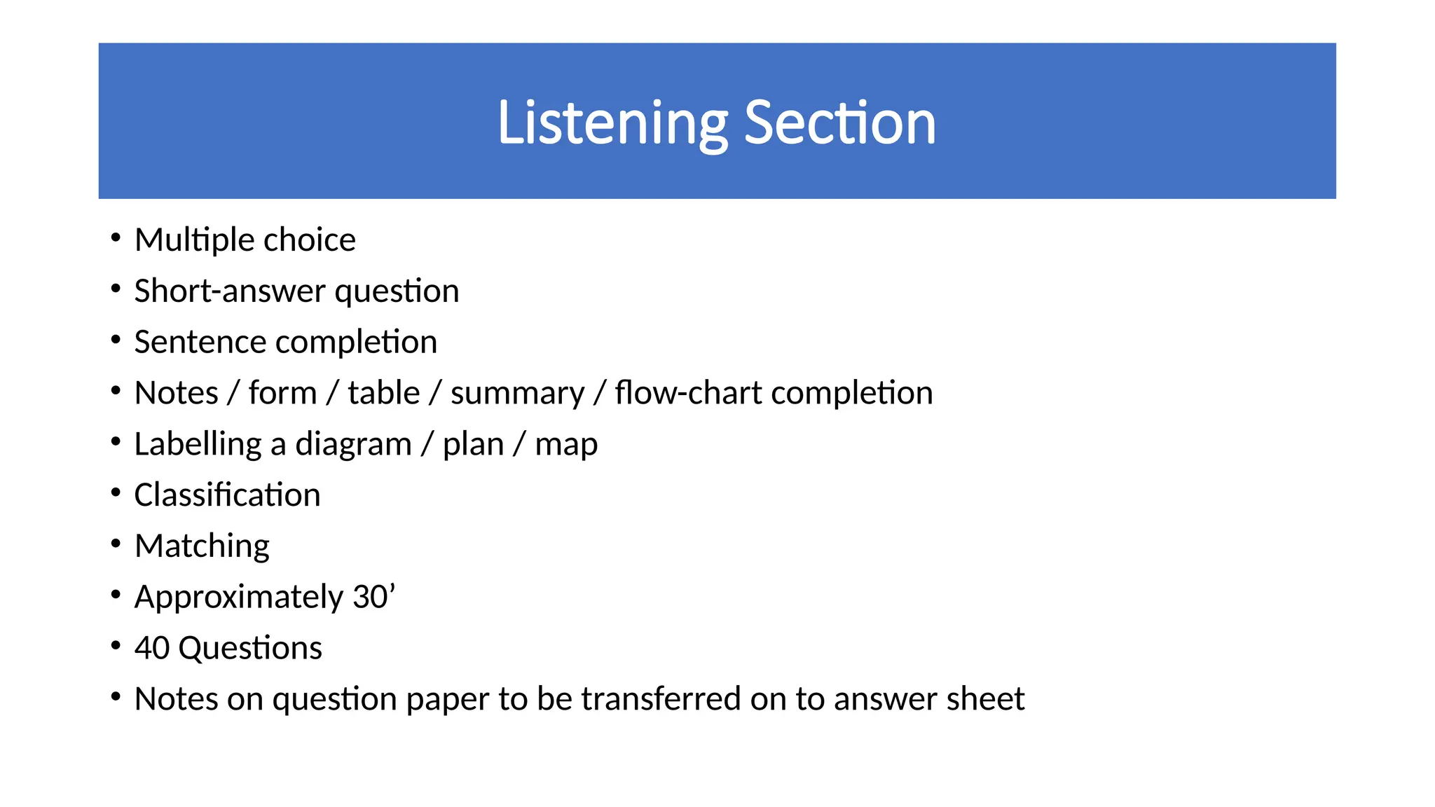 IELTS Exam outline structure for test preparation | PPTX