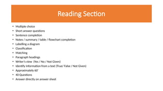 IELTS Exam outline structure for test preparation | PPTX