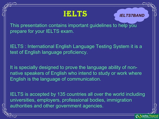 Ielts exam preparation guidelines | PPT | Standardized Testing ...