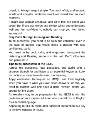 Ielts exam tips to become successful | PDF