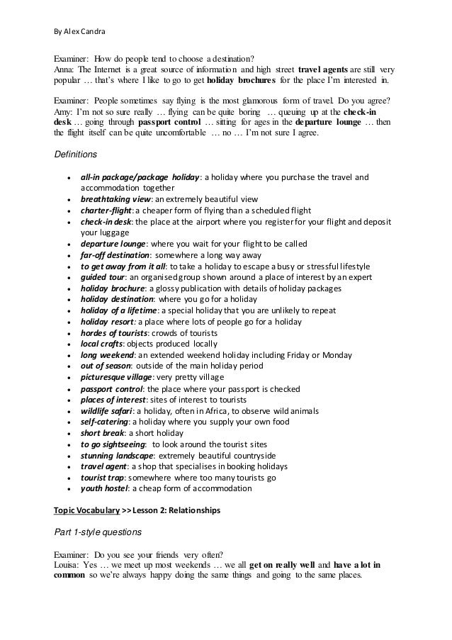 Ielts holiday vocabulary.1