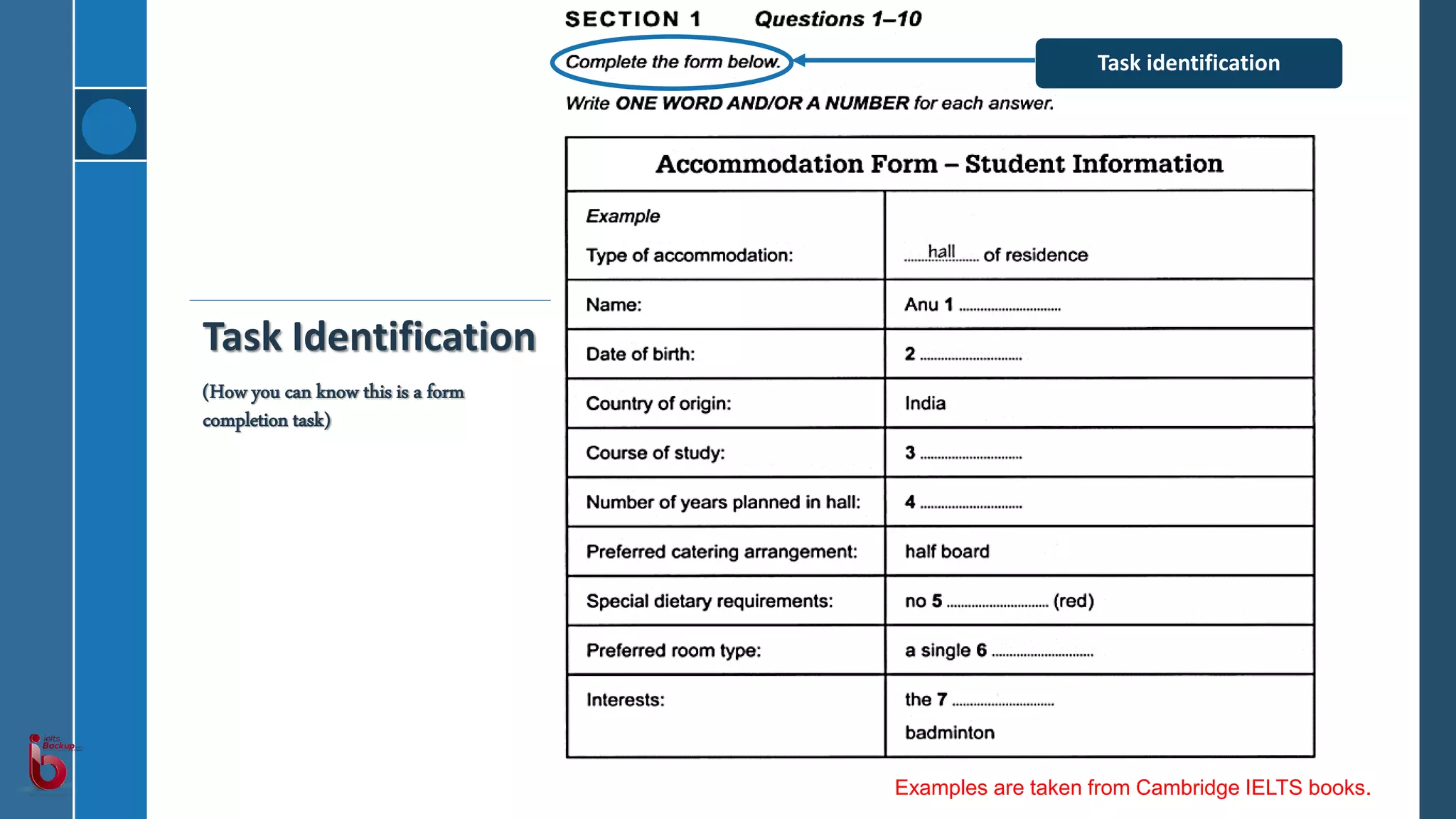 IELTS Listening - Form Completion - Introduction - Useful Tips | PPTX