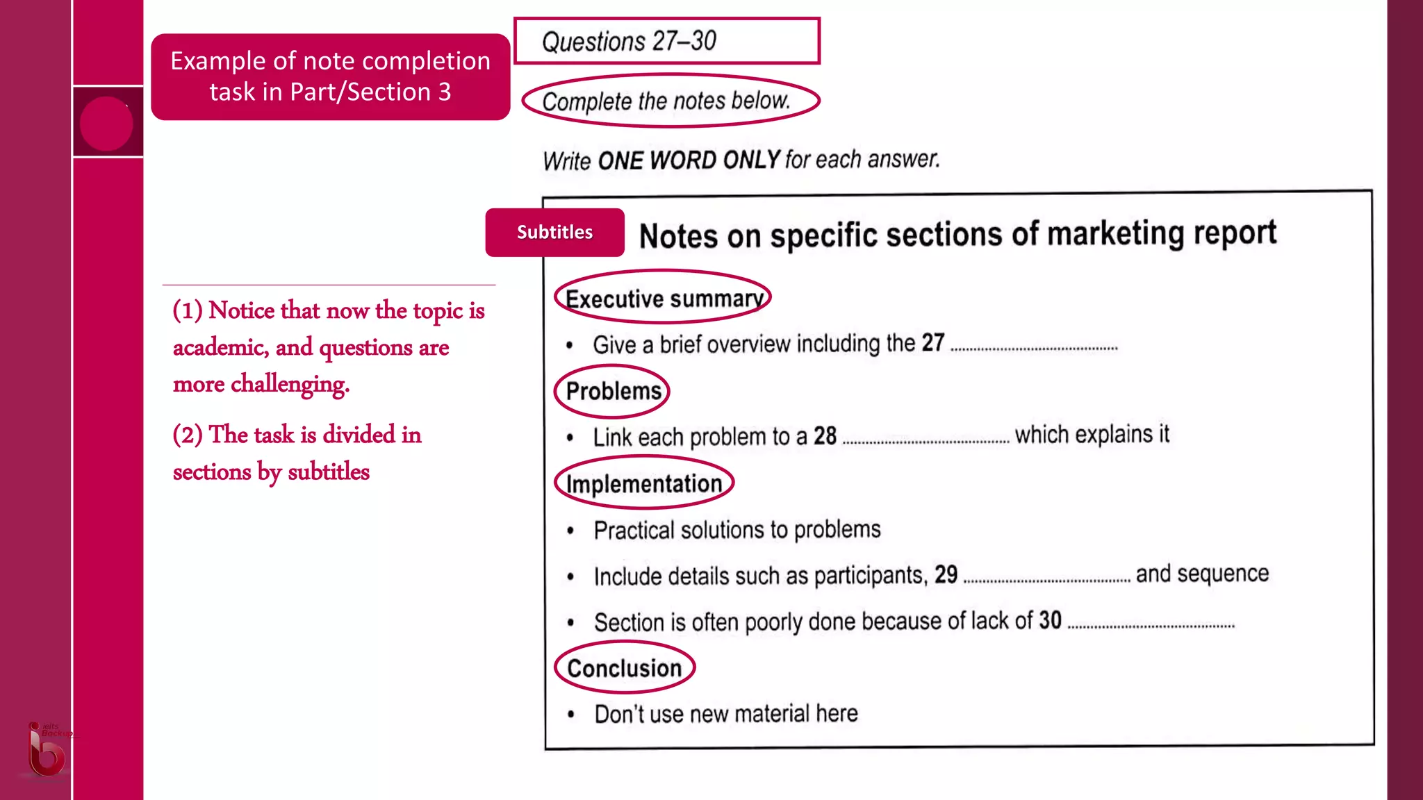 IELTS Listening - Note Completion - Introduction - Useful Tips | PPTX