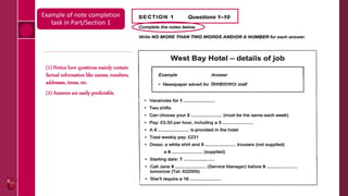 IELTS Listening - Note Completion - Introduction - Useful Tips | PPTX