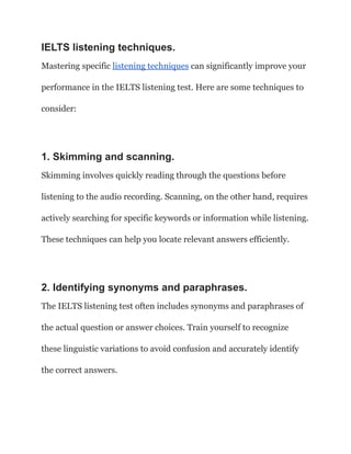 How to Improve Your Listening Skills for the IELTS Exam. | PDF