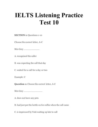 Ielts listening practice test 10 | DOCX
