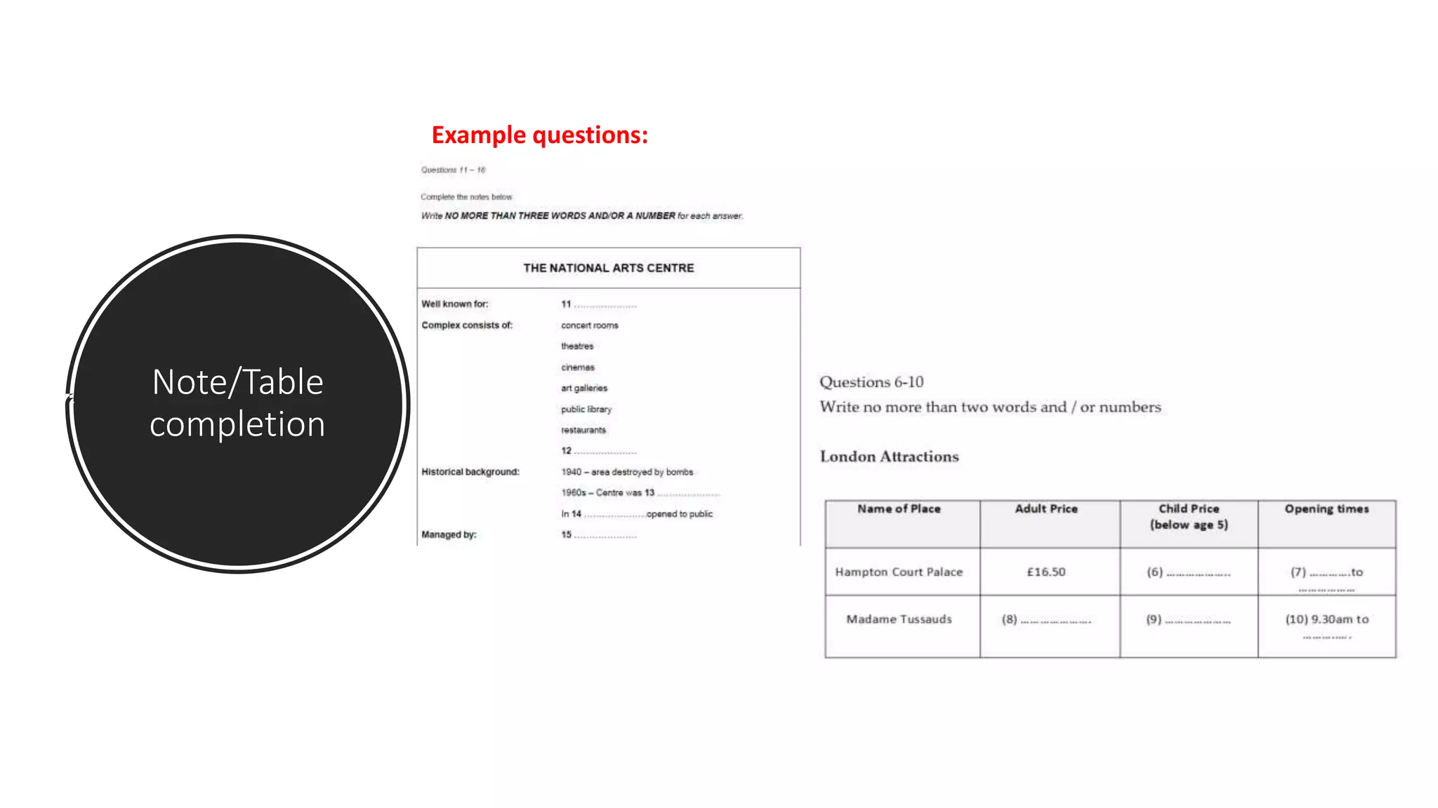 ielts listening short answers note table matching.pptx
