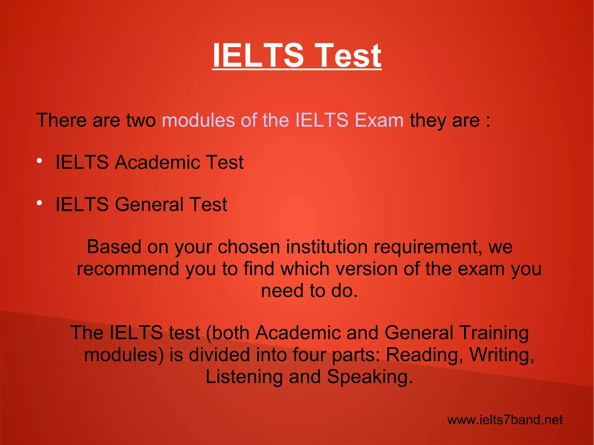 Ielts modules | PPT