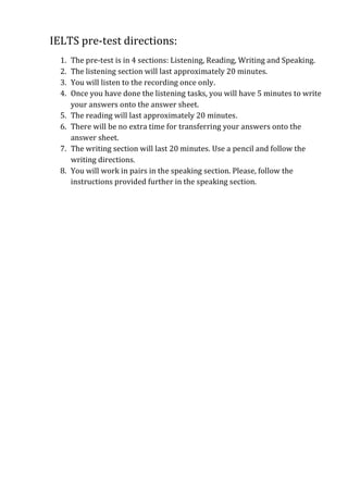 Ielts pre test | PDF