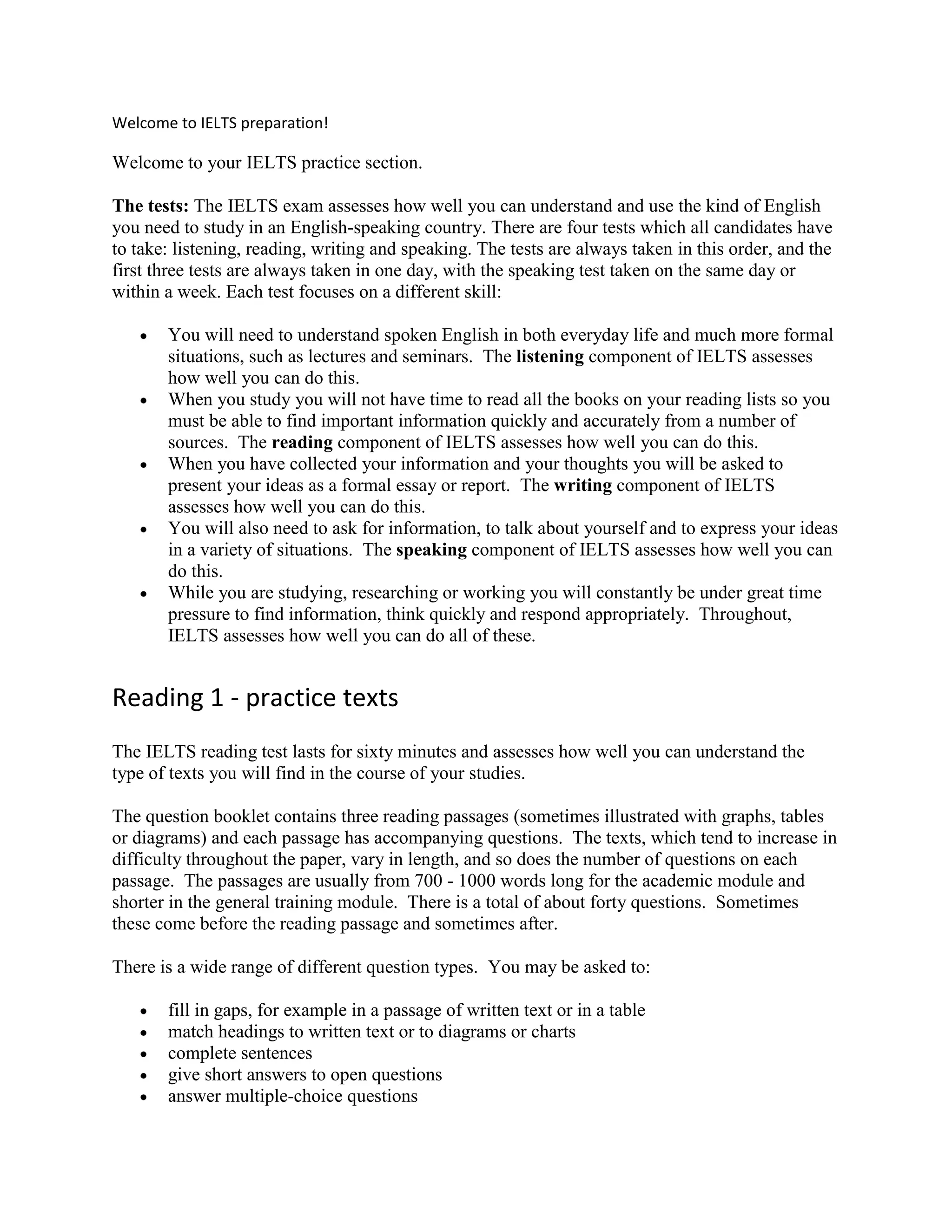 Ielts preparation | DOCX