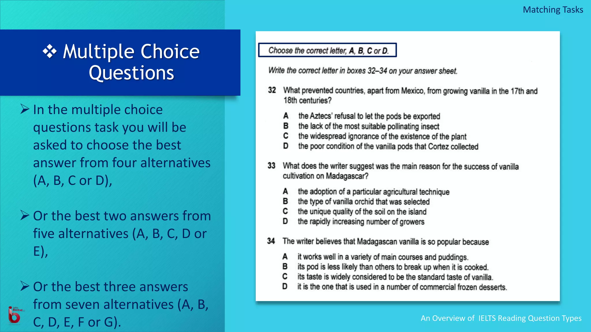 IELTS Reading - An Overview of IELTS Reading Question Types AC - GT | PPTX