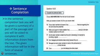 IELTS Reading - An Overview of IELTS Reading Question Types AC - GT | PPTX