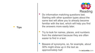 IELTS Reading: Matching Information | PPTX
