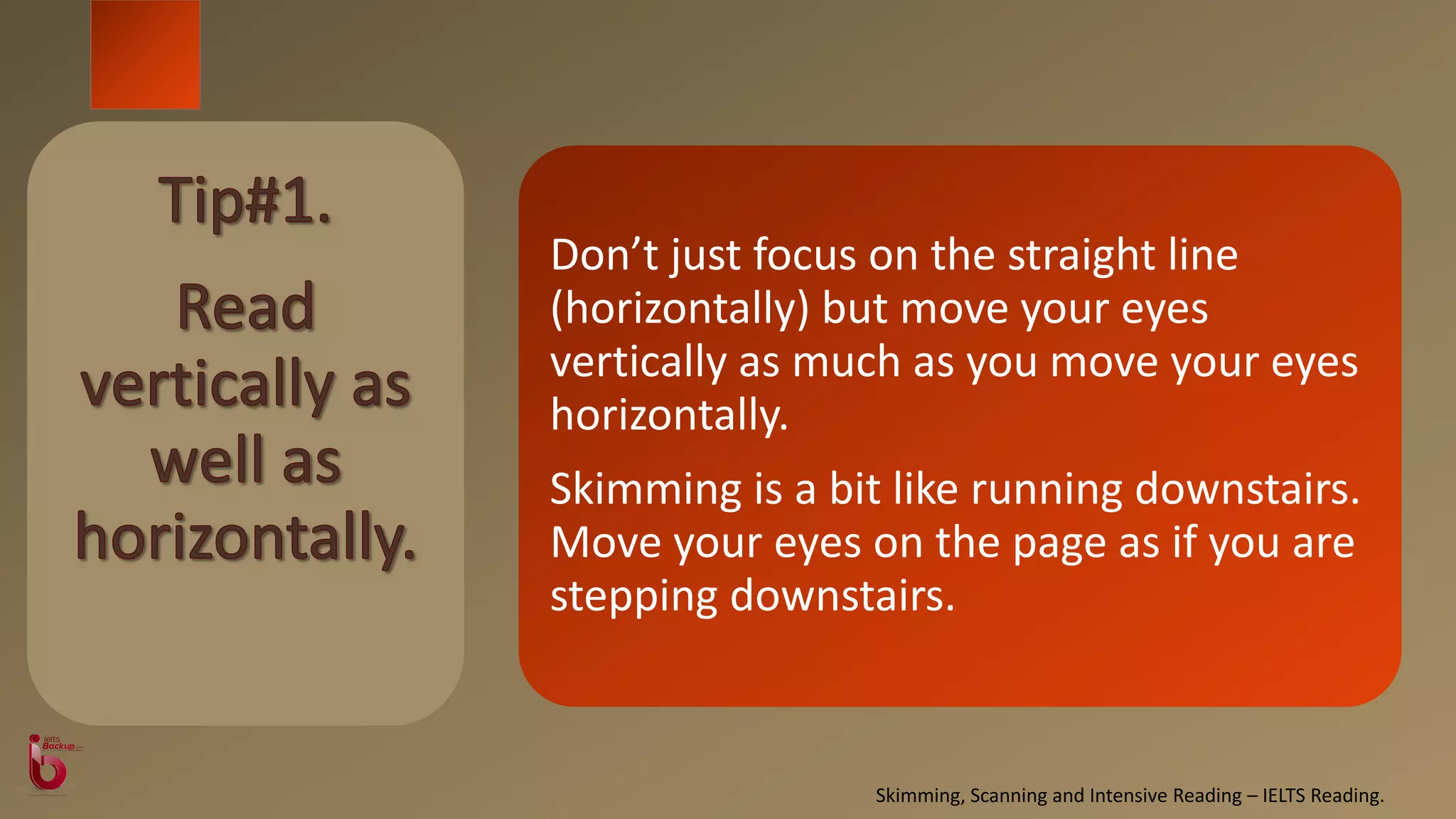 IELTS Reading - Skimming, Scanning and Intensive Reading | PPTX