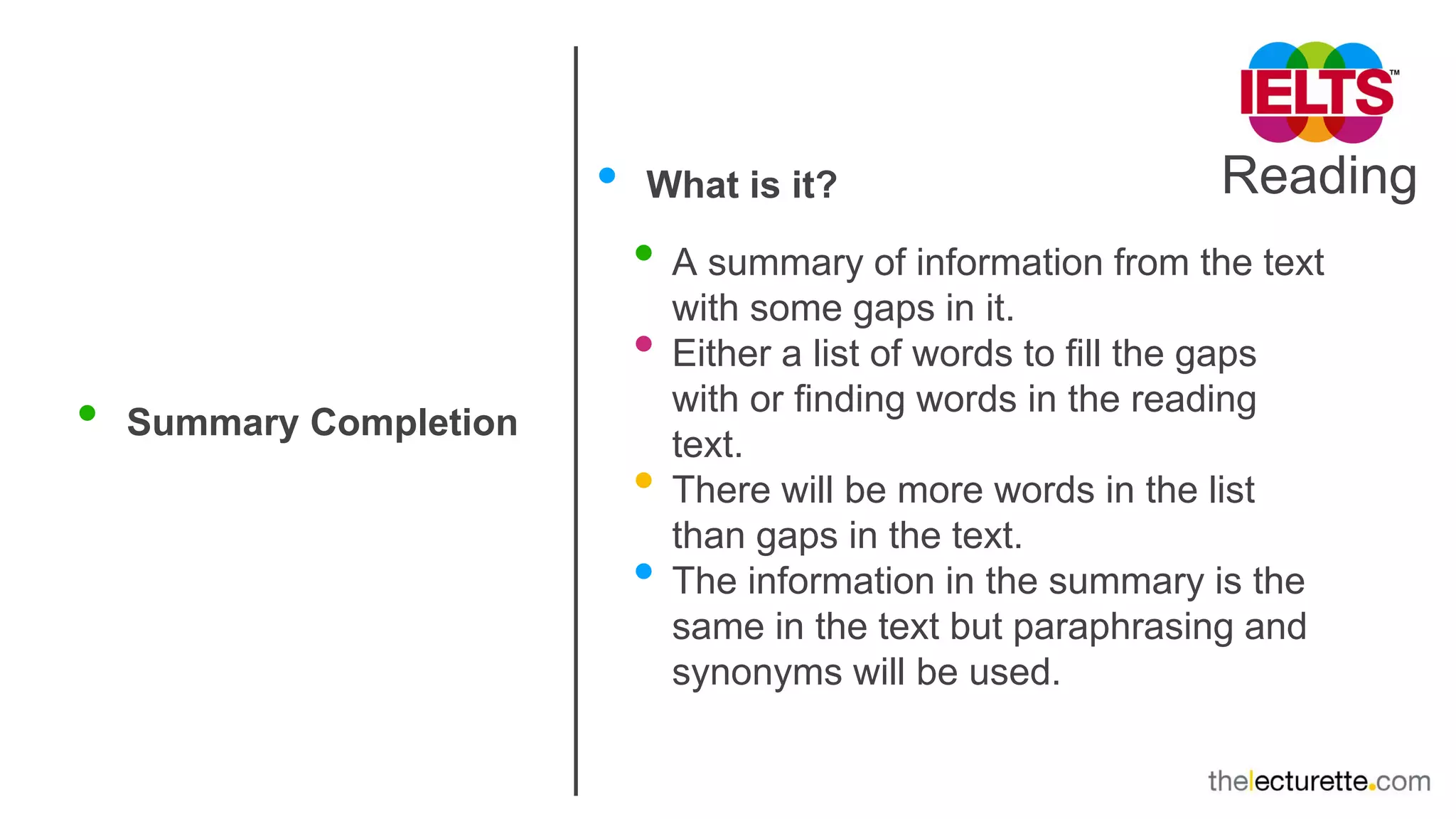 IELTS Reading: Summary Completion | PPTX