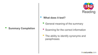 IELTS Reading: Summary Completion | PPTX