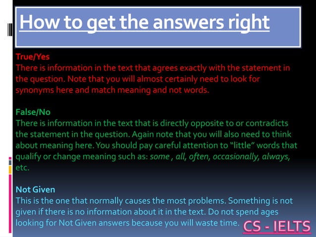 Ielts reading true, false, not given | PPTX