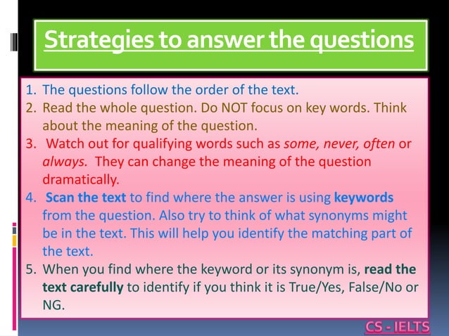 Ielts reading true, false, not given | PPTX
