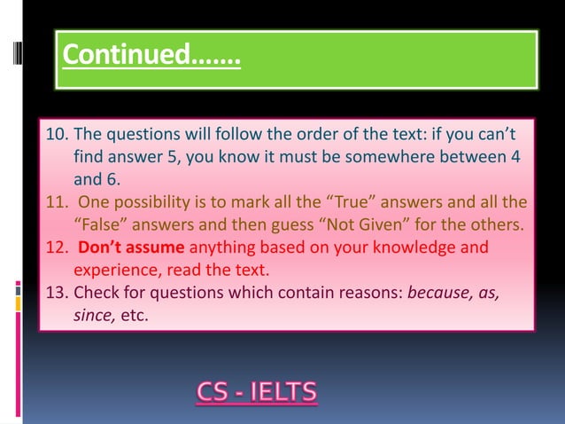 Ielts reading true, false, not given | PPTX