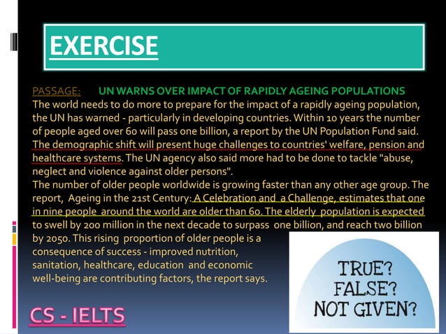 Ielts reading true, false, not given | PPTX