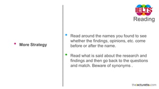 IELTS Reading: Matching Features | PPTX | Internet for Beginners | Internet