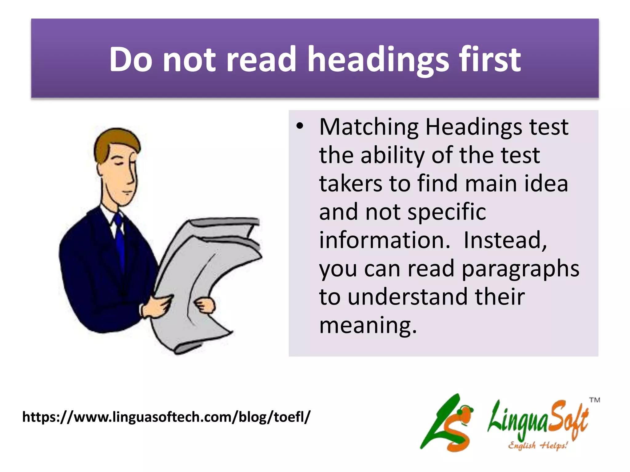 Ielts reading matching headings tips | PPTX
