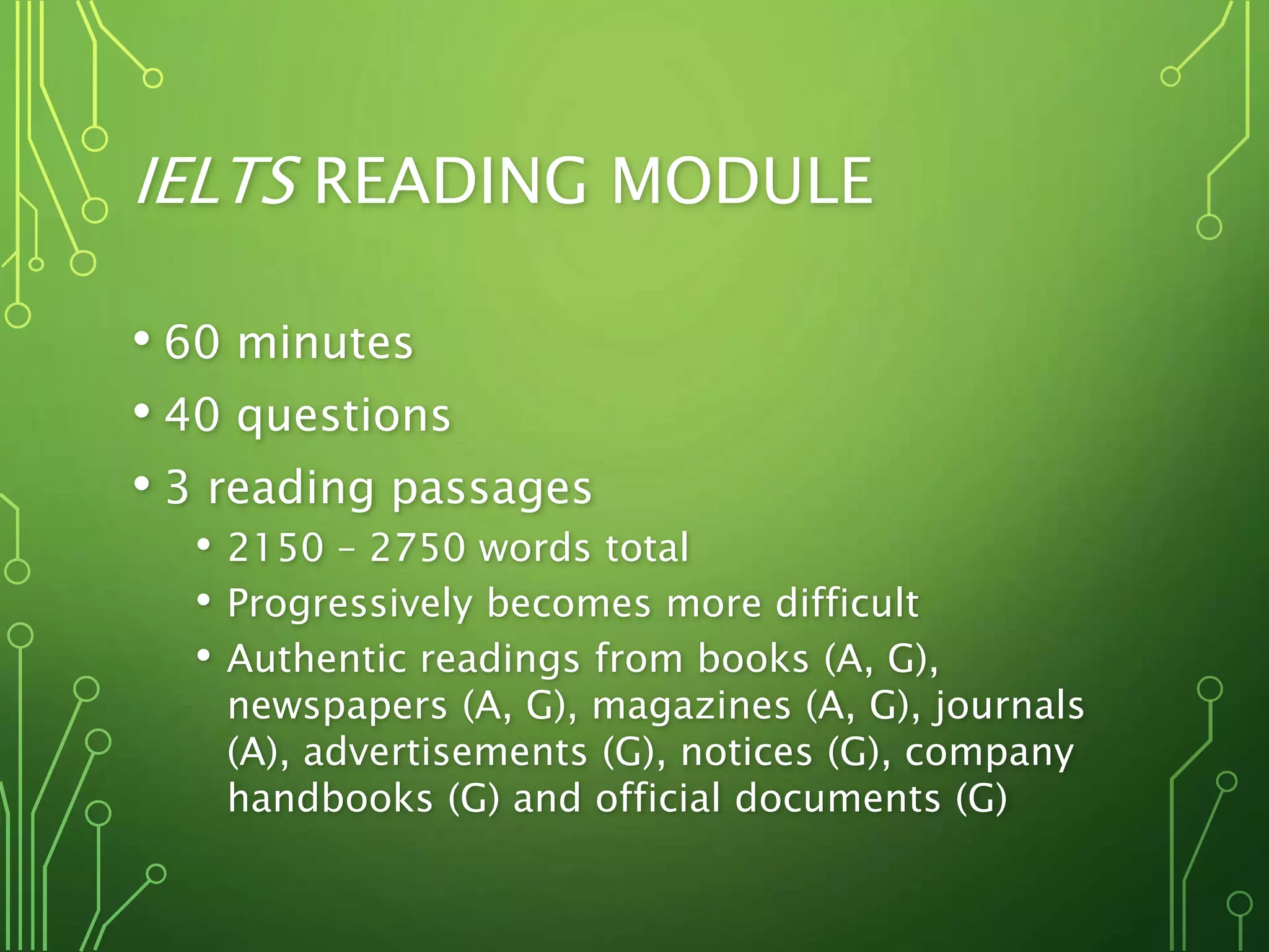 IELTS Reading Section | PPT | Standardized Testing | Educational Assessment