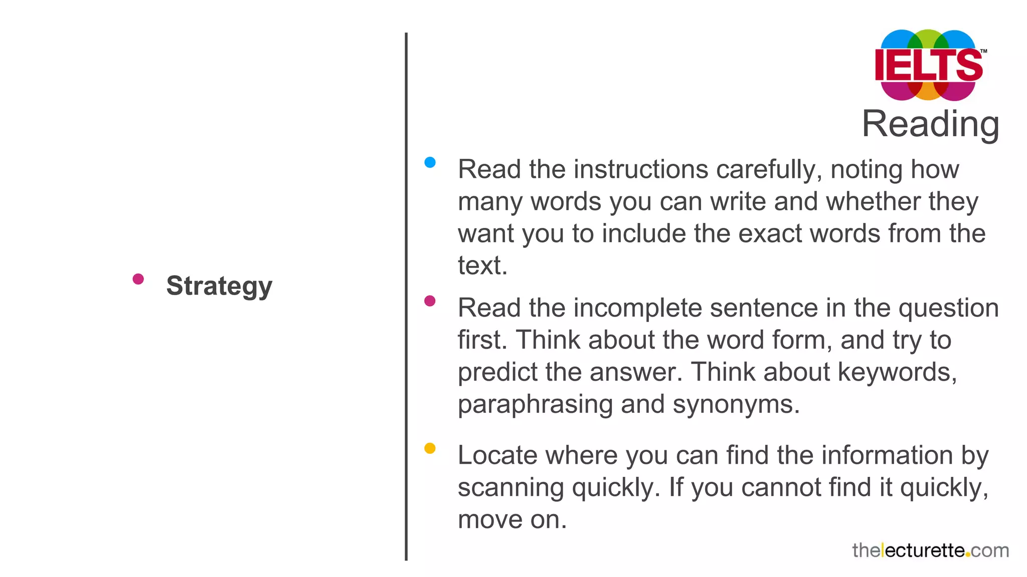 IELTS Reading: Sentence Completion | PPTX