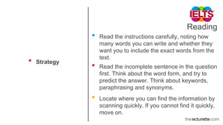 IELTS Reading: Sentence Completion | PPTX
