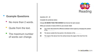 IELTS Reading: Sentence Completion | PPTX
