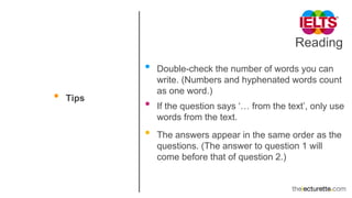 IELTS Reading: Sentence Completion | PPTX