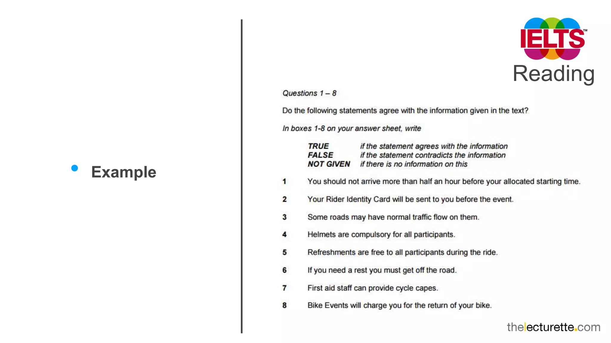 IELTS reading: True, False, Not Given Questions | PPTX