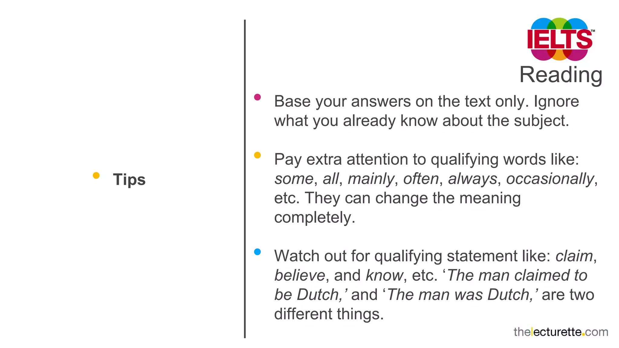 IELTS reading: True, False, Not Given Questions | PPTX