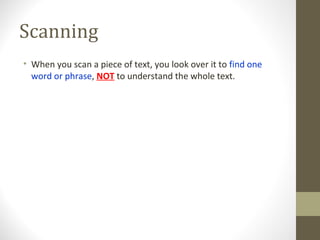Reading Skill- Scanning | PPT