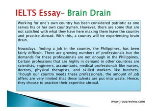 IELTS Sample Essay Writing - Brain Drain | PDF