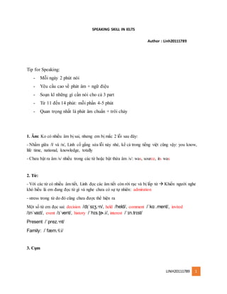 Ielts speaking linh20111789 | PDF