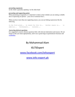 Ielts speaking interview/exam part three tips | DOCX