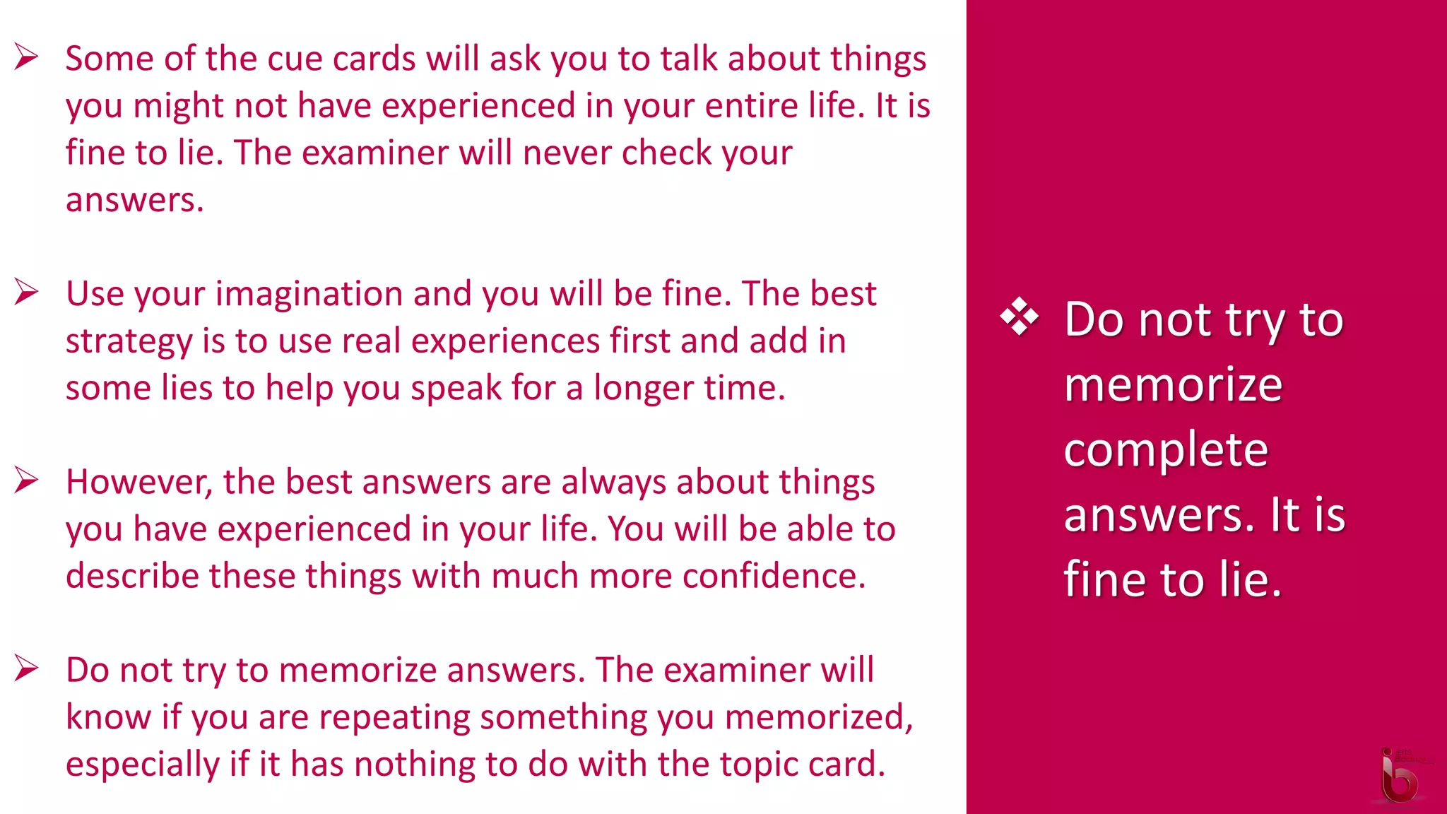 IELTS Speaking Part 2 - Storytelling Tips | PPTX