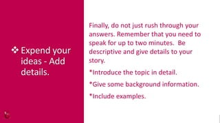 IELTS Speaking Part 2 - Storytelling Tips | PPTX