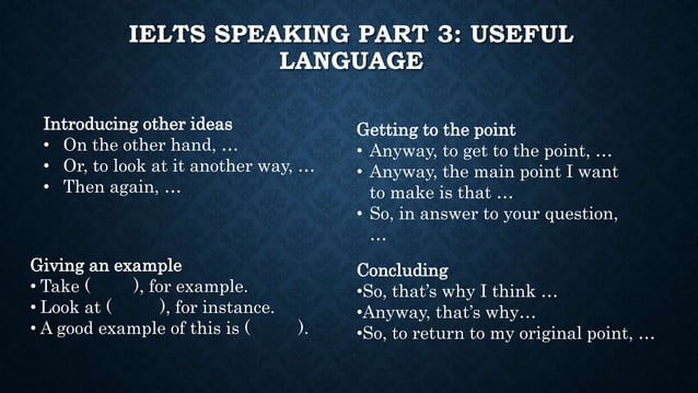 Ielts speaking part 3