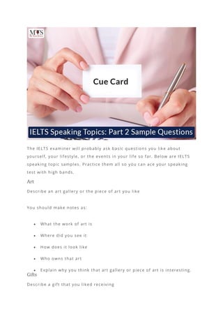 IELTS Speaking Topics & Samples Questions | PDF