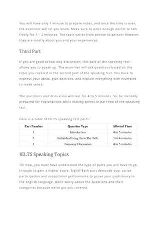 IELTS Speaking Topics & Samples Questions | PDF